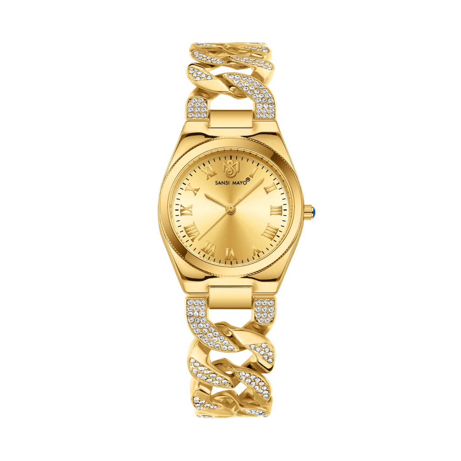 Sansi Mayo ELORA Egyptian Stone Watch — Gold Dial, Gold Bracelet Style ...